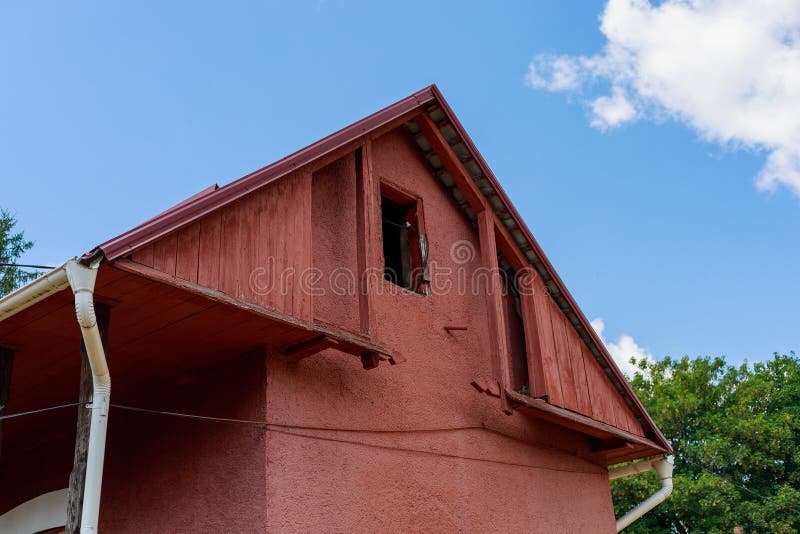 Attic of an Old Retro Vintage House. Background with Copy Space for ...