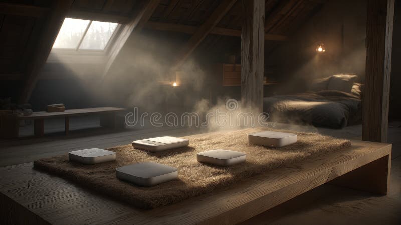 Attic Room Showcasing a Rustic Interior with Wooden Beams, a Bed, and a ...