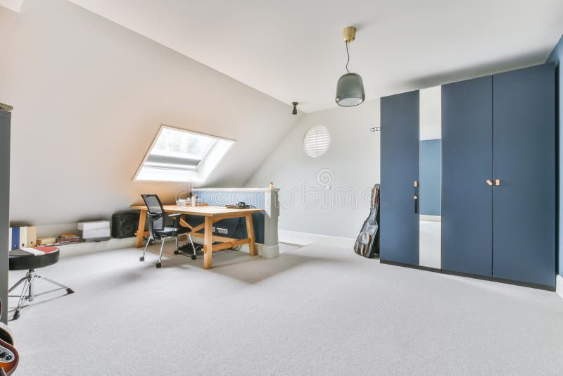 Attic studio room stock image. Image of indoor, empty - 236242701