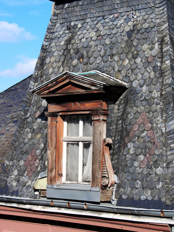 The Attic Window in the Old Style Stock Image - Image of construction ...