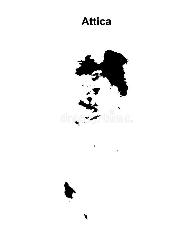 Attica outline map stock vector. Illustration of area - 360429342