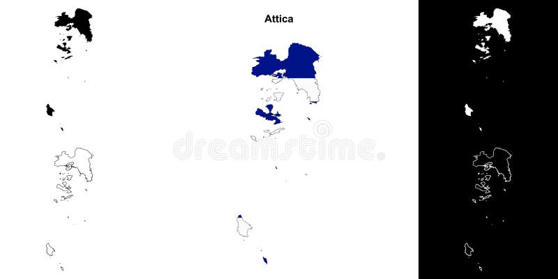 Attica outline map stock vector. Illustration of perifereies - 342099863