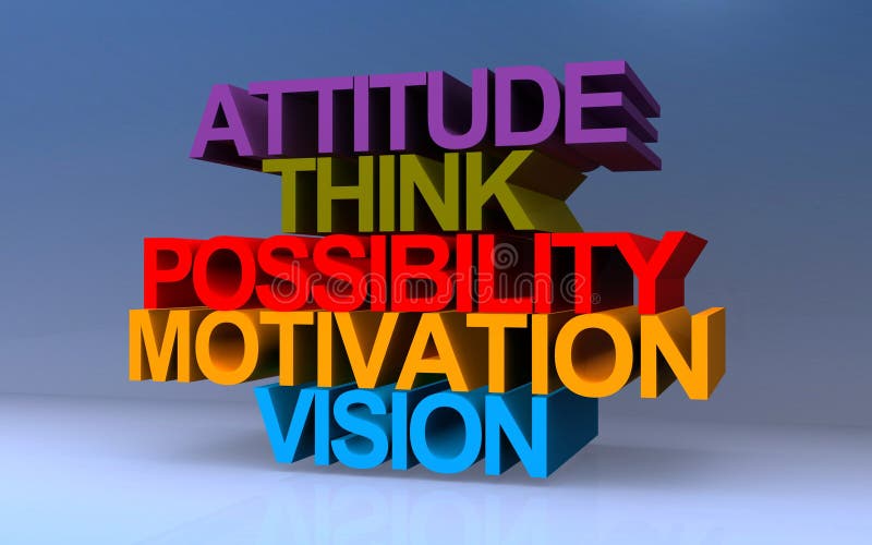Attitude Think Possibility Motivation Vision on Blue Stock Illustration ...