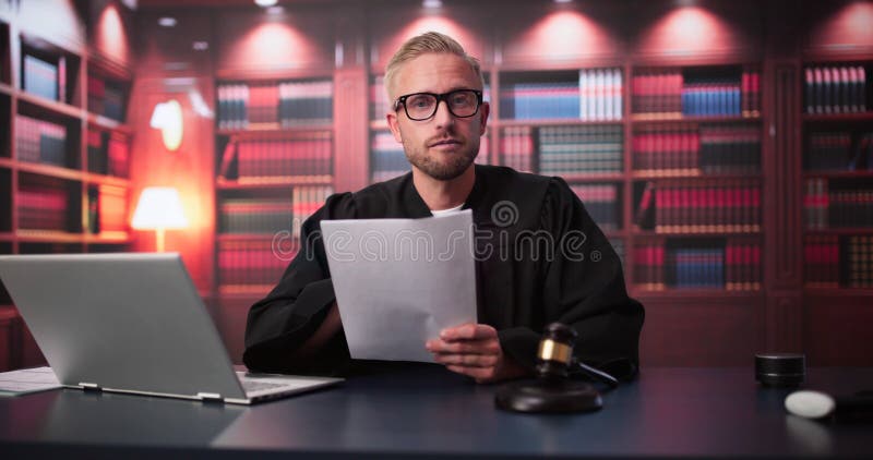 Attorney Lawyer with Computer at Desk Stock Photo - Image of ...