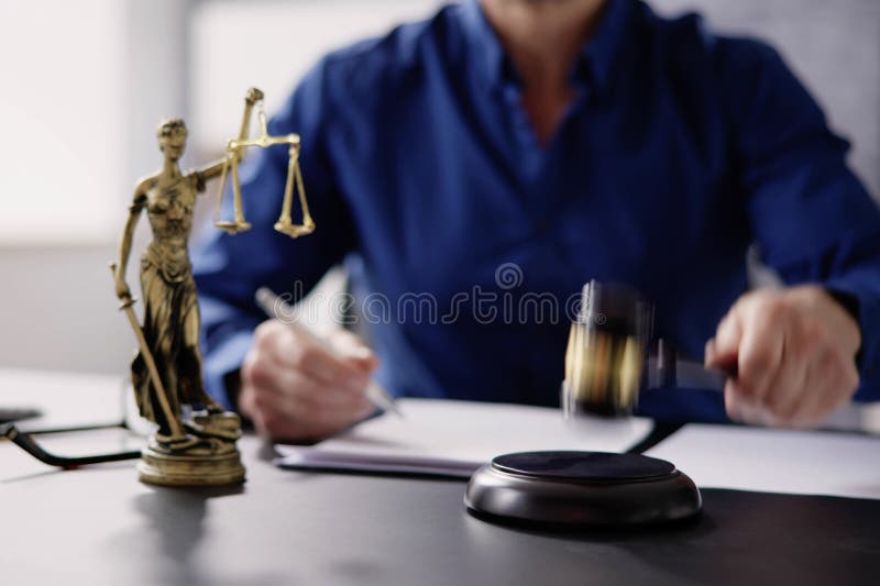 Attorney Working in Court on Law Contract Document Stock Image - Image ...