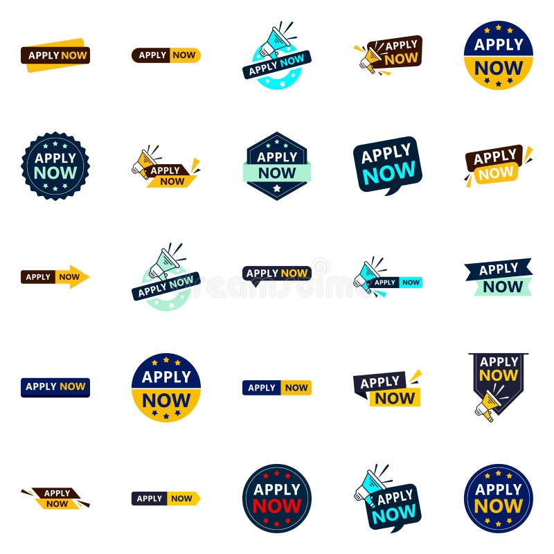Attract More Applications with Our Pack of 25 Apply Now Banners Stock ...