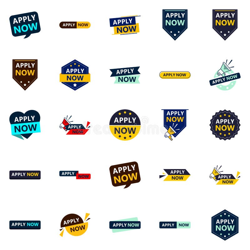 Attract More Applications with Our Pack of 25 Apply Now Banners Stock ...