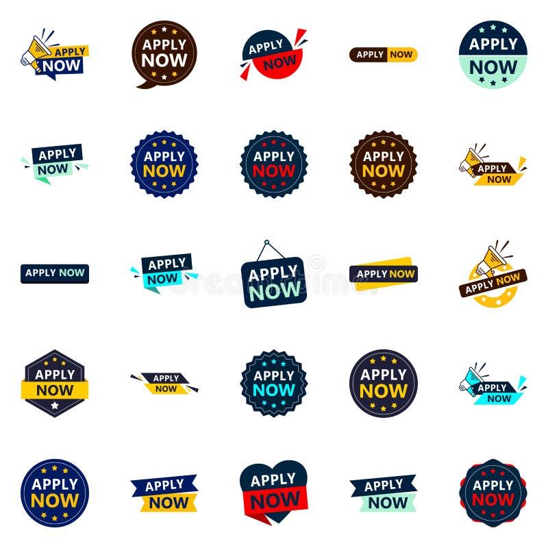 Attract More Applications with Our Pack of 25 Apply Now Banners Stock ...