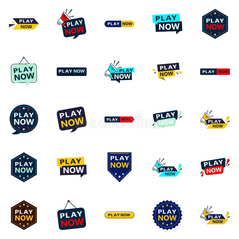 Attract More Customers with Our Pack of 25 Play Now Banners Stock ...