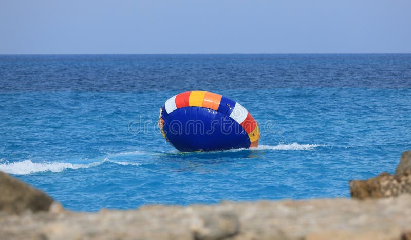 Attraction Big Balloon for Swimming in Sea Stock Photo - Image of ...