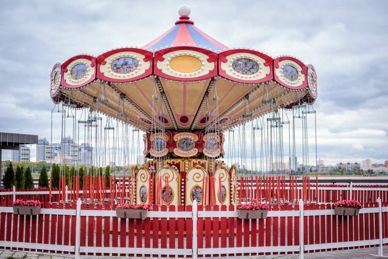 Attraction Carousel for Children Stock Photo - Image of happiness ...
