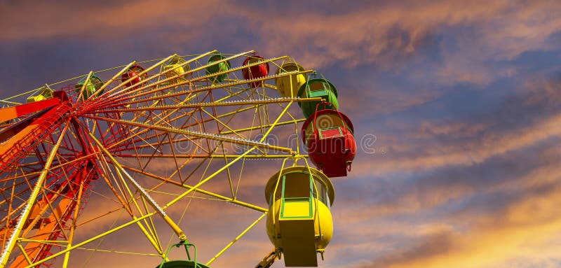 Attraction Carousel Ferris Wheel Stock Image - Image of color, fear ...