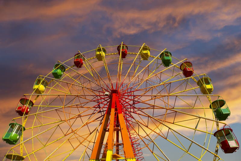 Attraction Carousel Ferris Wheel Against the Romantic Evening Sky Stock ...