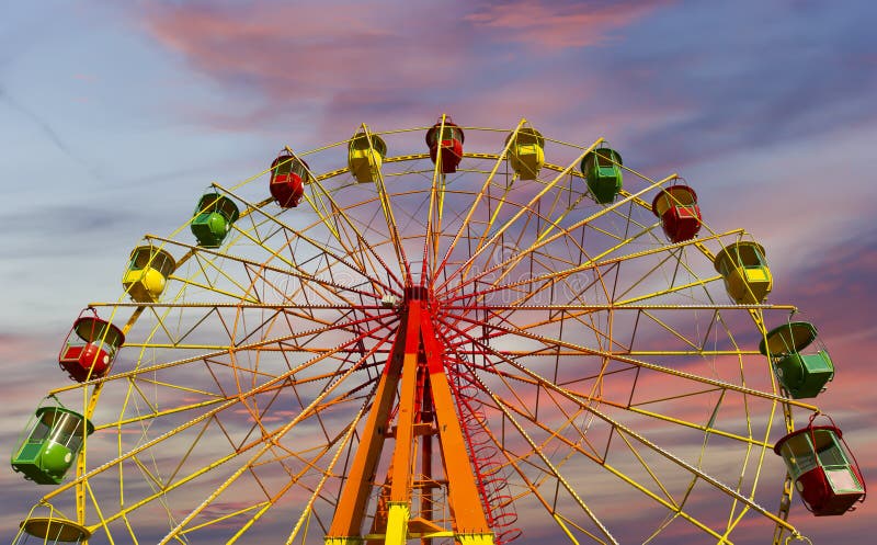 Attraction Carousel Ferris Wheel Against the Romantic Evening Sky Stock ...