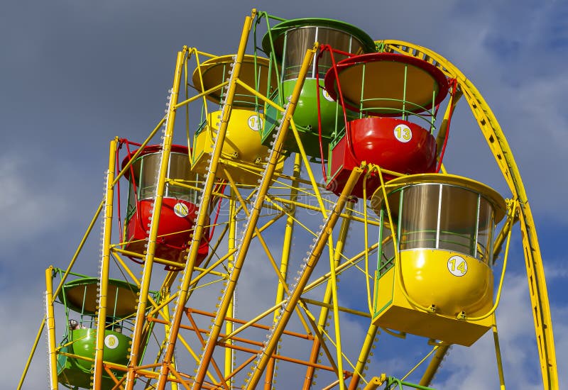 Attraction Carousel Ferris Wheel Stock Photo - Image of cloud ...