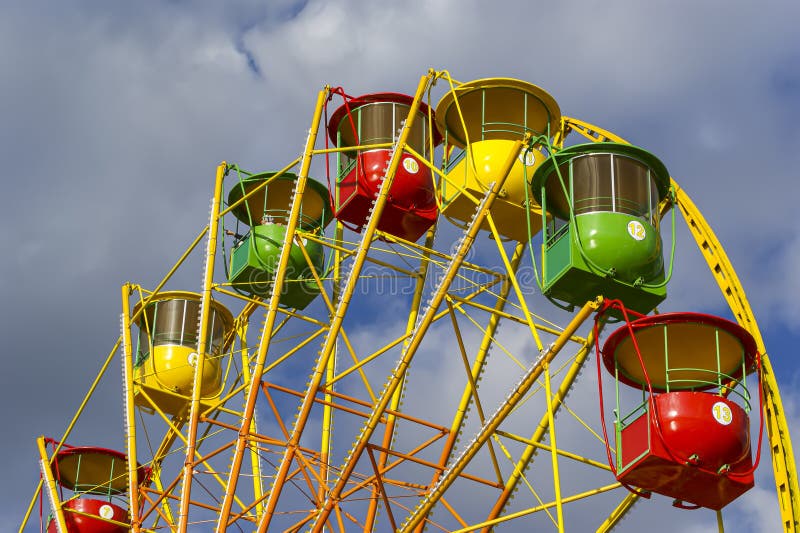 Attraction Carousel Ferris Wheel Stock Image - Image of holiday, happy ...