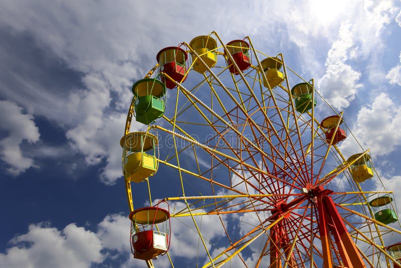 Attraction Carousel Ferris Wheel Stock Image - Image of play ...