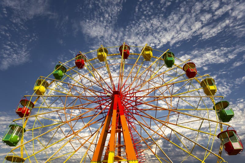 Attraction Carousel Ferris Wheel Stock Image - Image of colorful, power ...
