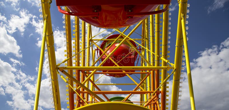 Attraction Carousel Ferris Wheel Stock Image - Image of merrygoround ...