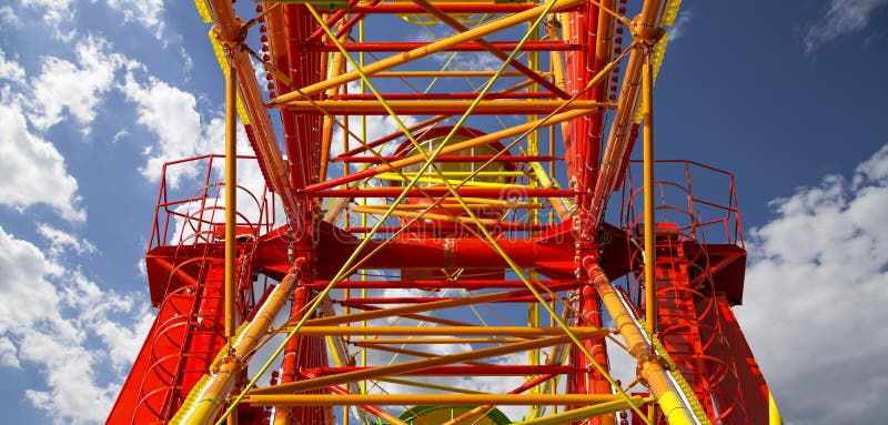 Attraction Carousel Ferris Wheel Stock Photo - Image of leisure, cloud ...
