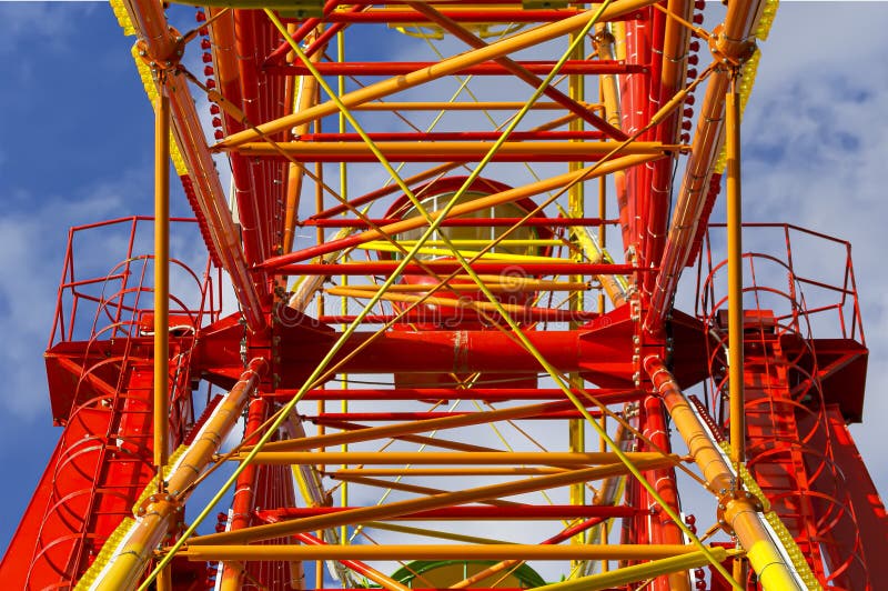 Attraction Carousel Ferris Wheel on the Background of the Cloudy Sky ...