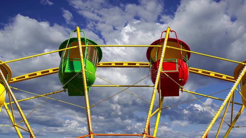 Attraction Carousel Ferris Wheel on the Background of the Cloudy Sky ...