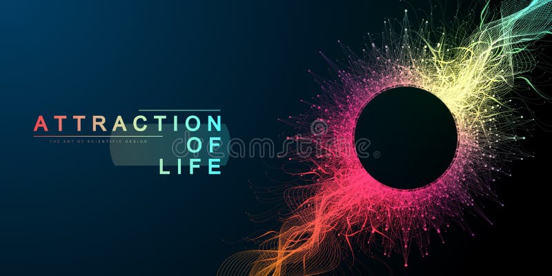 Attraction of Life. Colorful Abstract Small Particles and Lines Under ...