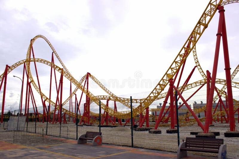 Attraction Roller Coaster. Designs are Made in Red and Yellow Colors ...