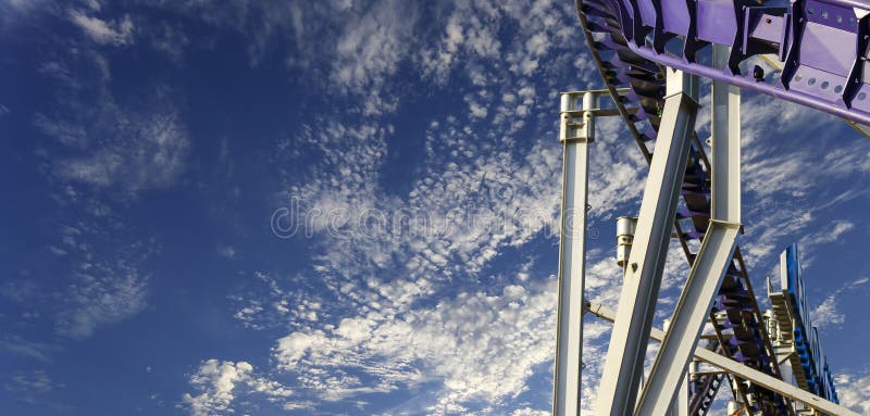 Attraction Roller-coaster Switchback on the Cloudy Sky Stock Image ...
