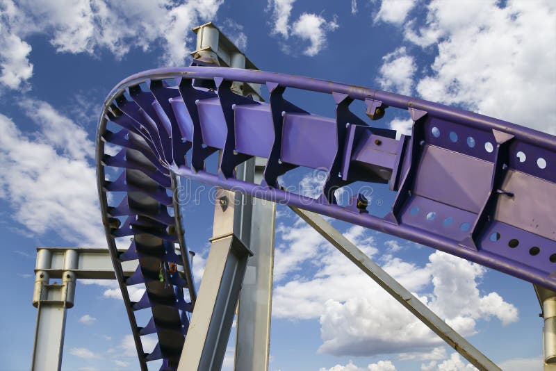 Attraction Roller-coaster Switchback on the Cloudy Sky Stock Photo ...