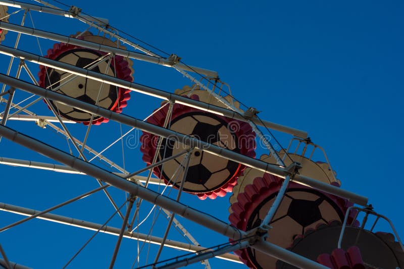 Attractions in Spring City Park - Ferris Wheel Over Blue Sky Stock ...