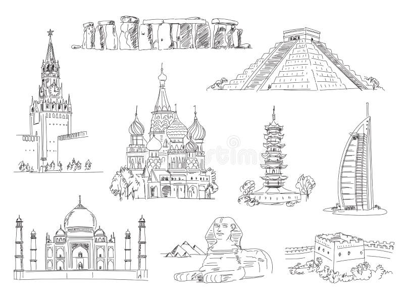 Attractions of the world editorial stock image. Illustration of ...