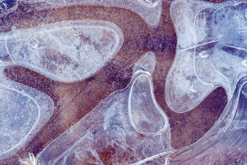 Attractive Abstract Pattern Made of Ice in Stagnant Pools of Water ...