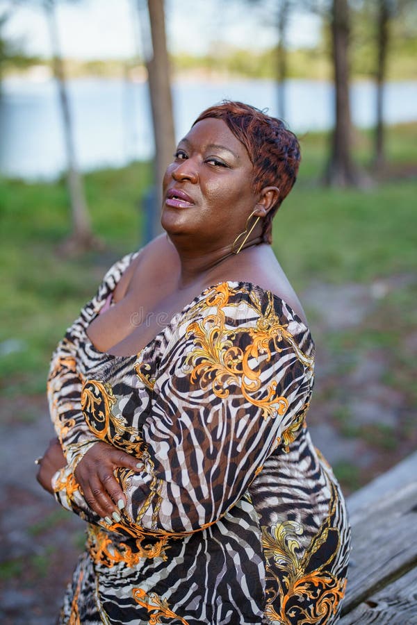 Attractive Adult Plus Size Model Posing in the Park Stock Photo - Image ...