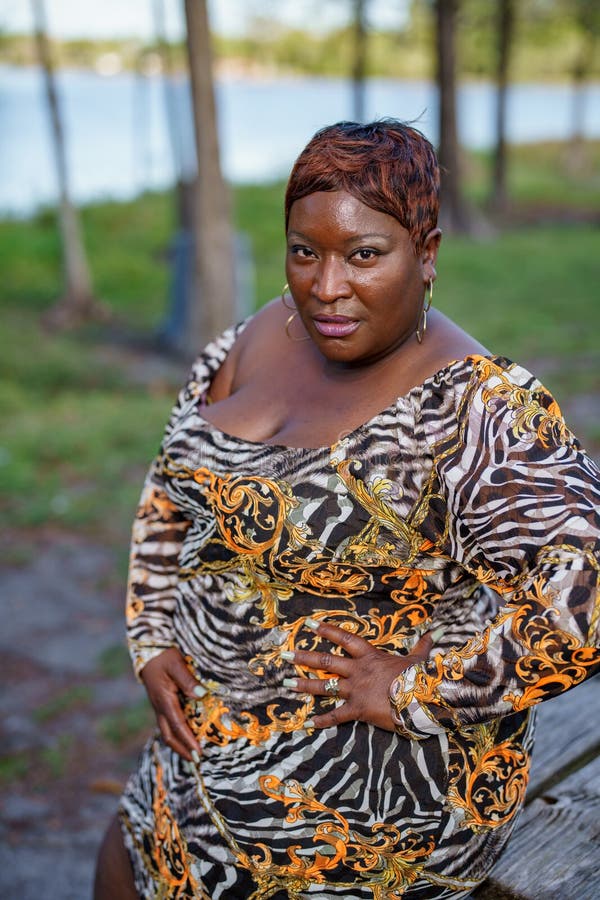 Attractive Adult Plus Size Model Posing in the Park Stock Photo - Image ...