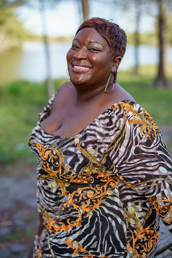 Attractive Adult Plus Size Model Posing in the Park Stock Image - Image ...