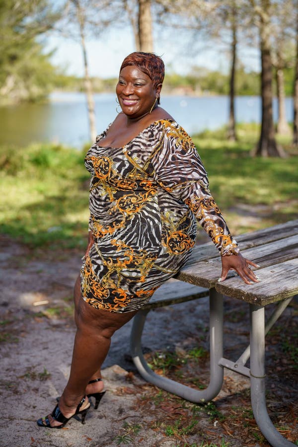 Attractive Adult Plus Size Model Posing in the Park Stock Photo - Image ...