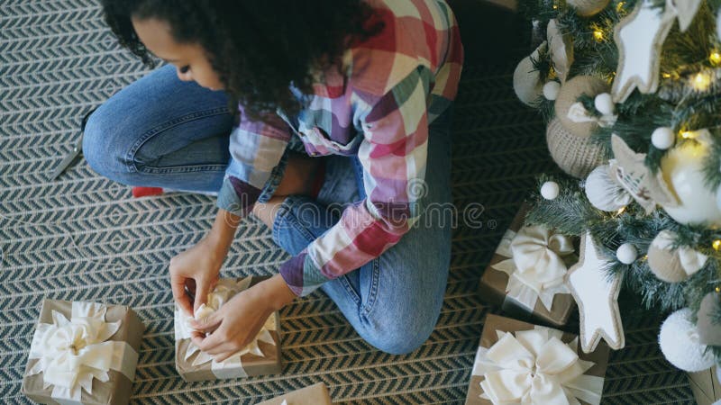 Curly Funny African American Girl Dancing And Singing With Hair Dryer