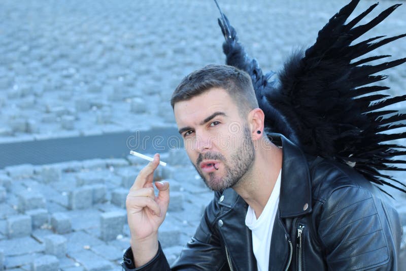 Attractive Angel Smoking a Cigarette Stock Photo - Image of angelic ...