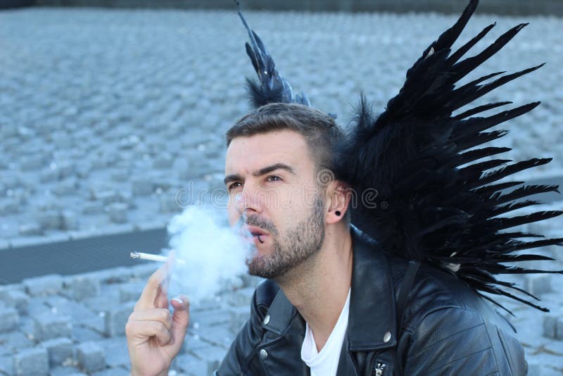Attractive Angel Smoking a Cigarette Stock Image - Image of fairy ...