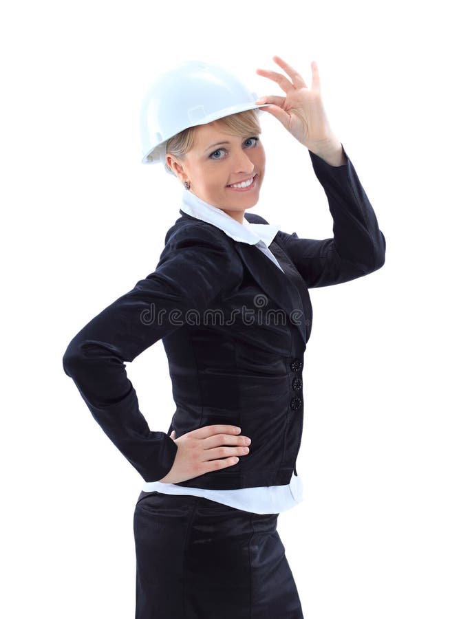 Attractive Architect Girl with Hard Hat Stock Photo - Image of people ...