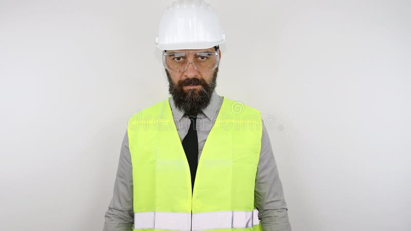 Attractive Architect Wearing Work Helmet, Safety Glasses and Reflecting ...