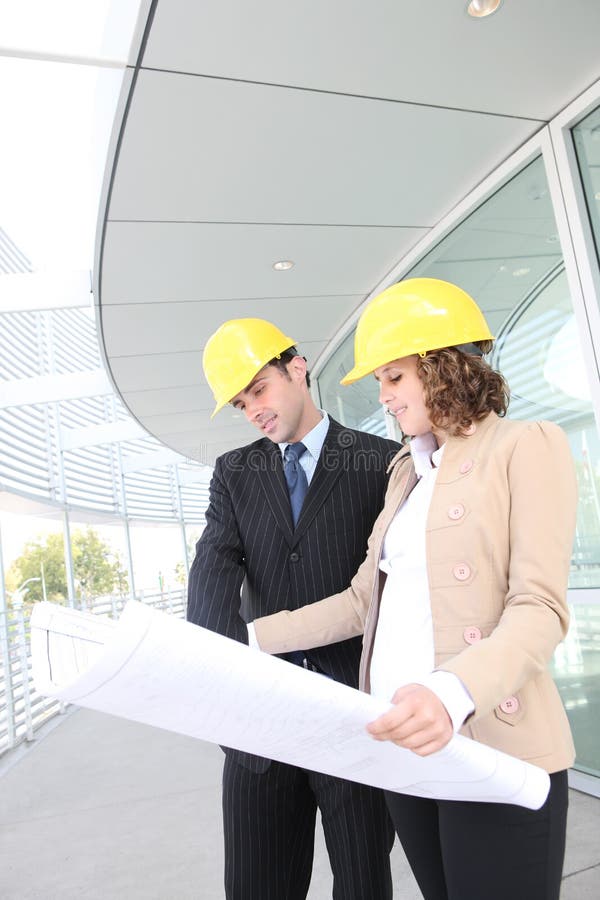 Attractive Architects on Construction Site Stock Image - Image of ...