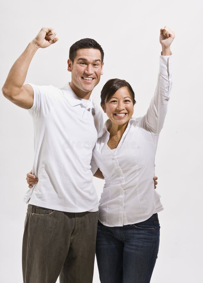 Attractive Asian Couple Cheering Stock Photo - Image of happiness, love ...