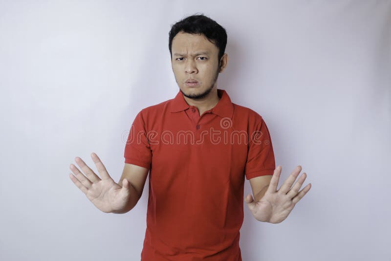 Attractive Asian Man with Hand Gesture Pose Rejection or Prohibition ...