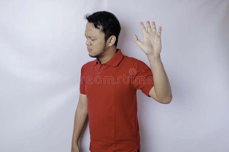Attractive Asian Man with Hand Gesture Pose Rejection or Prohibition ...