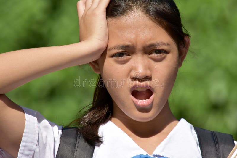 Pretty Minority Female Student Memory Problems Stock Image - Image of ...