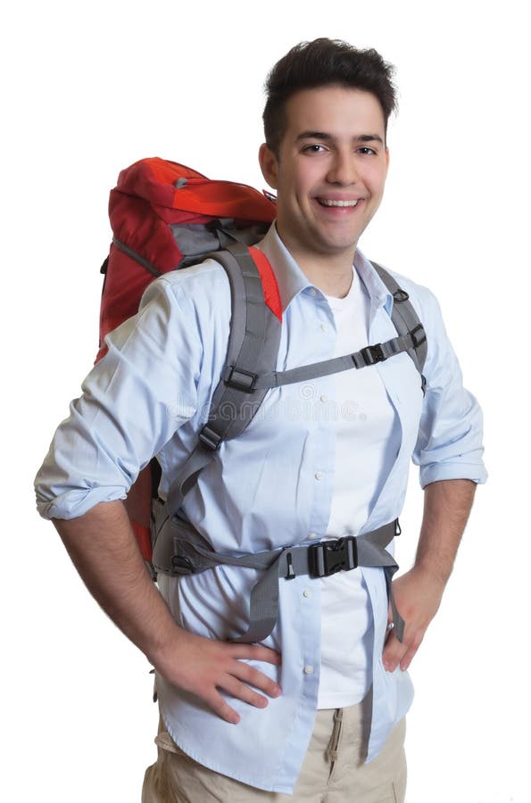 Standing Backpacker Complete Body Stock Image - Image of caucasian ...