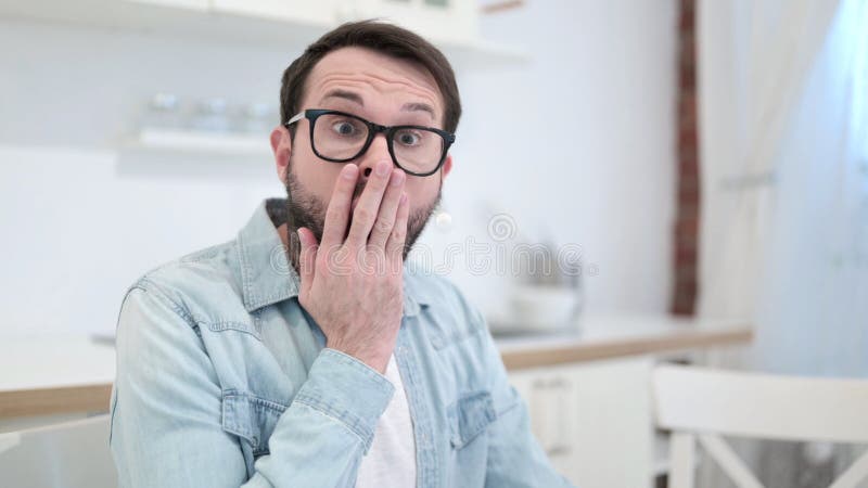 Attractive Beard Young Man Getting Shocked Stock Photo - Image of shock ...