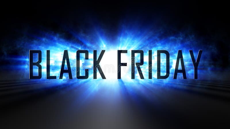Attractive Black Friday Lettering with Misty Blue Shine 3D Light Rays ...